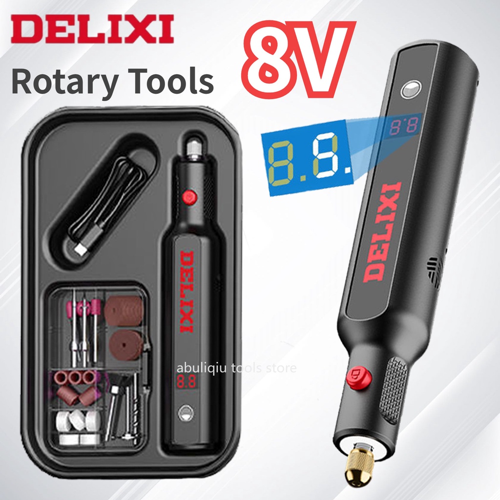 Delixi 8V Cordless Rotary Tool Mini Drill Engraving Tools Grinder ...