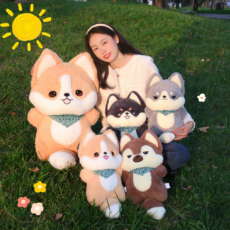 Soft Cuddly Dog Plush Toy Lovely Husky Corgi Plushies Stuffed Animal ...