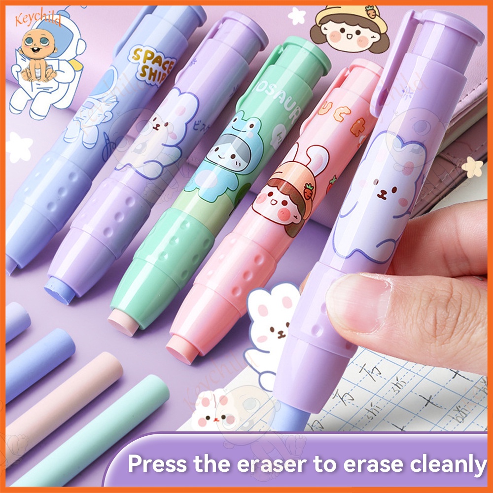 【COD】retractable eraser with refill pressable eraser pen school student ...