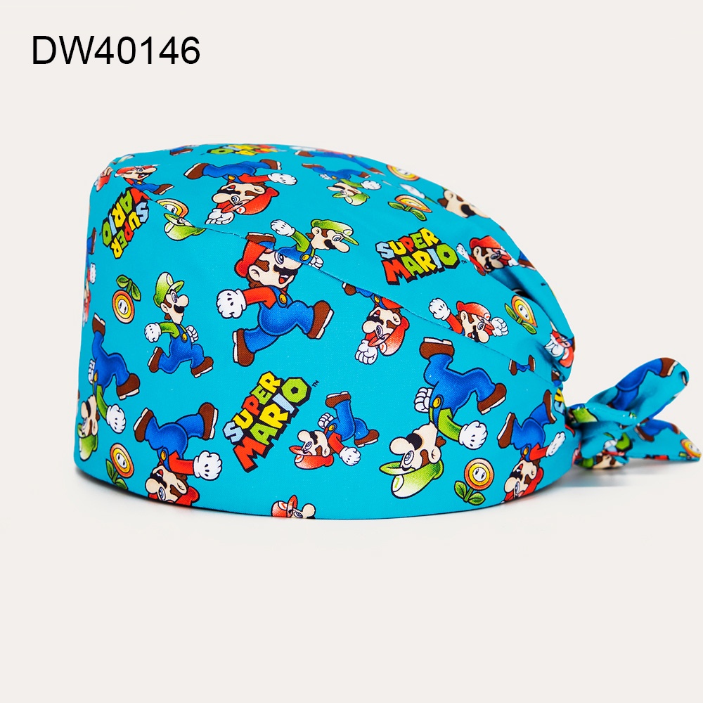 super mario print cartoon print hats adjustable scrub hat beauty salon ...