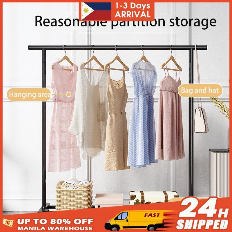 Floor Clothes Hanger Double Rod Telescopic Lifting Mobile Clothes ...