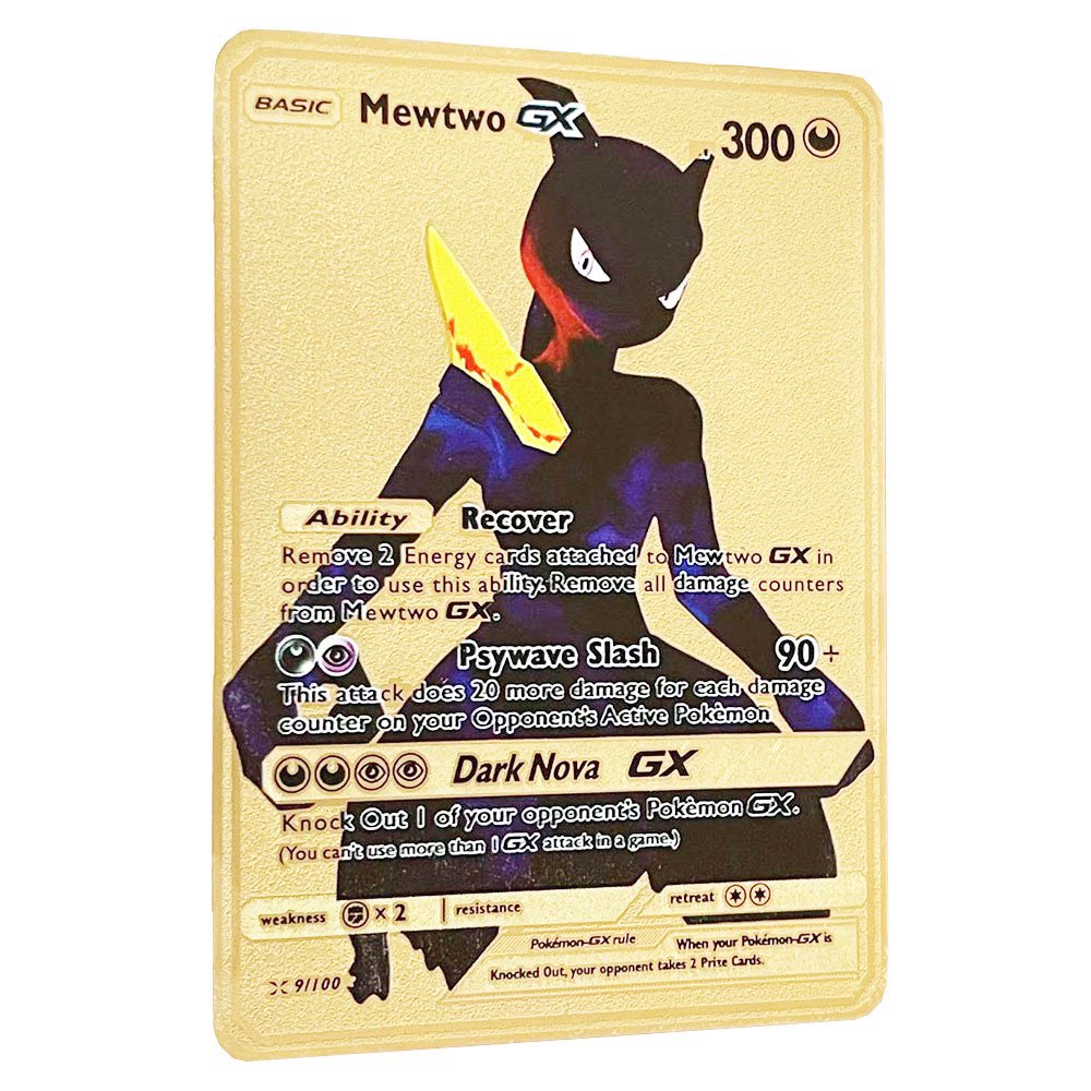 Shadow Mewtwo GX Golden Pokemon Cards in English Iron Metal Pokmo ...