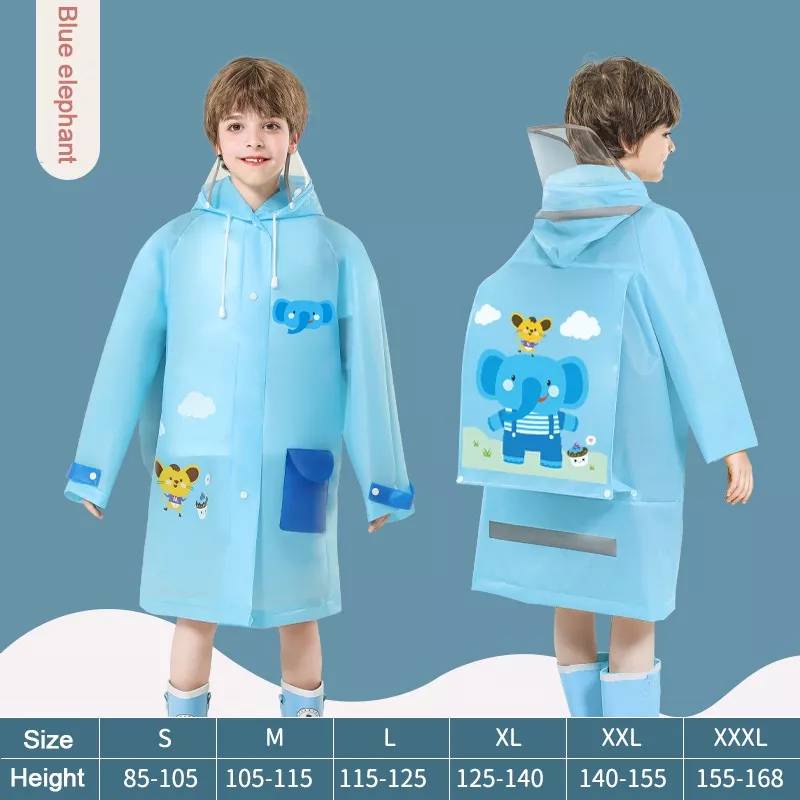 Thick Fabric Children's Raincoat With Pocket Compartment Cute Cartoon ...