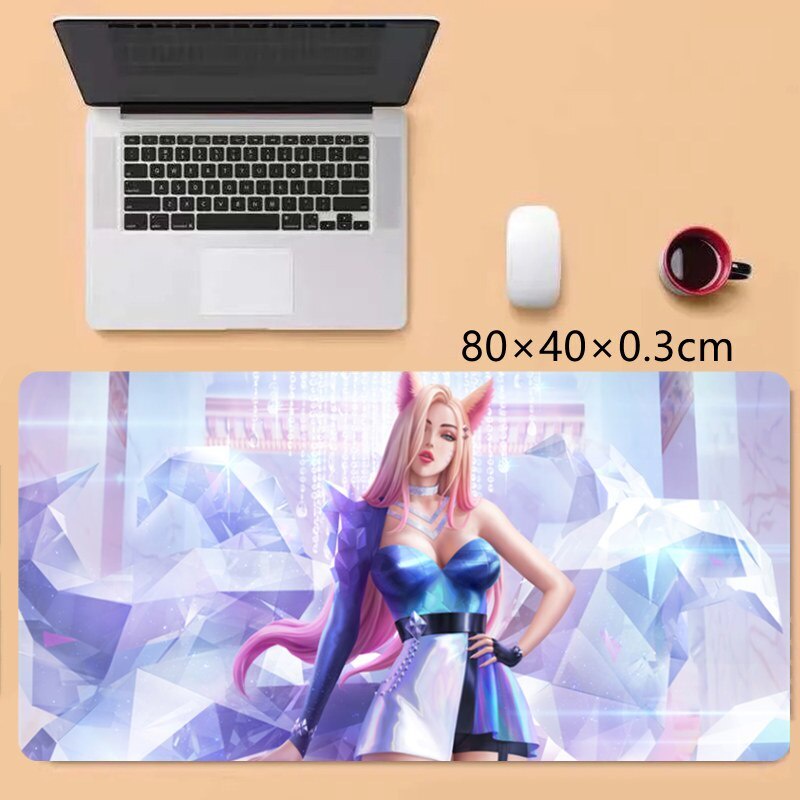 90X40 Large Size League of Legends KDA Ahri Jinx Sexy Anime Mat Gaming ...