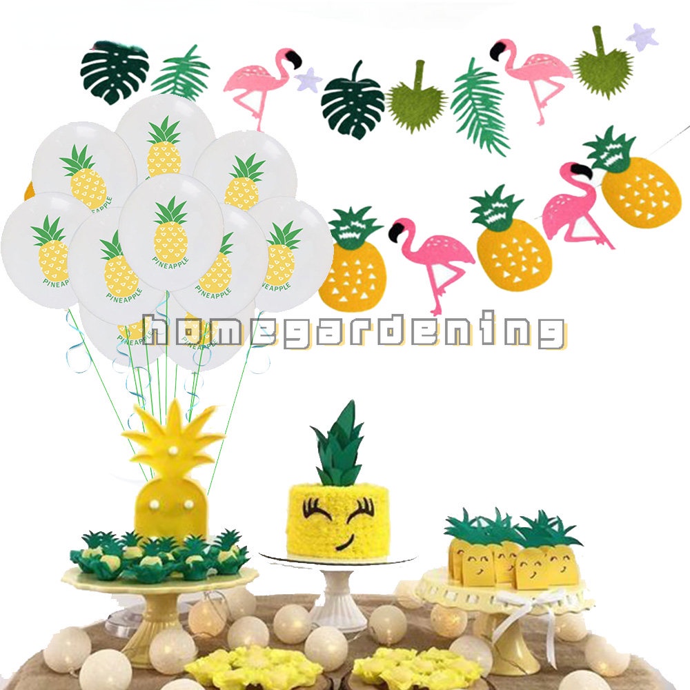 Tropical Flamingo Banner Aloha Hawaiian Pineapple Bunting Garland Luau ...