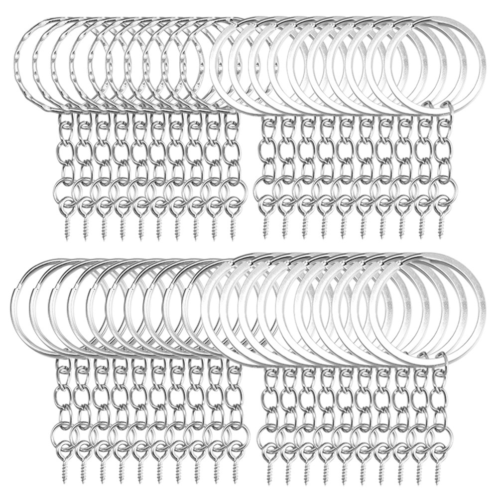 10Pcs 2.5/3cm Silver Opening Key Ring with Screw Eye Pin/DIY Keychain ...