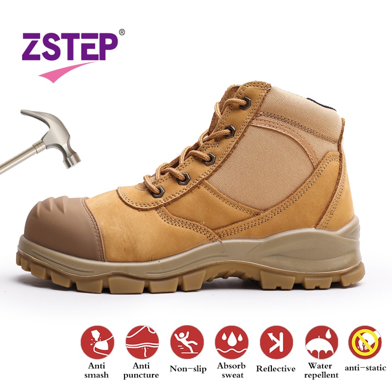[ZSTEP] Safety boots steel-toed boots waterproof yellow Men's work ...
