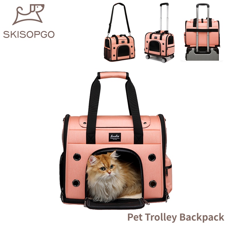 Skisopgo Pet Trolley Bag with Wheel Pet Travel Bag Trolley Cat Dog ...