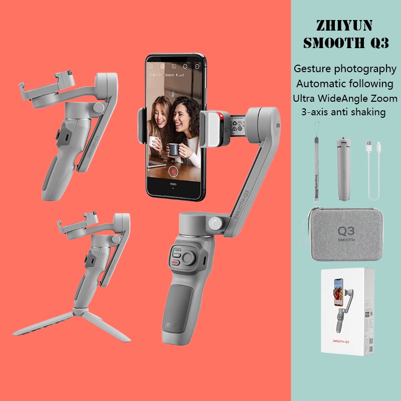 Zhiyun Smooth Q3 Smart Handheld 3-axis Mobile Phone Pan/Tilt Stabilizer Self Shot Anti Shake ...