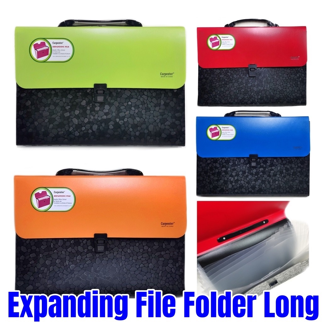 Expanding File Folder Long Document Bag with handle 13 Pockets File Bag ...