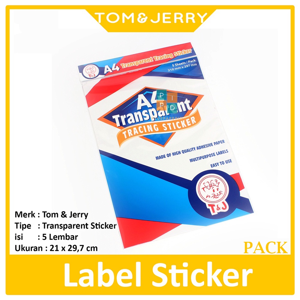 Tom & JERRY - A4 Size Transparent Sticker Label - Pad | Shopee Philippines