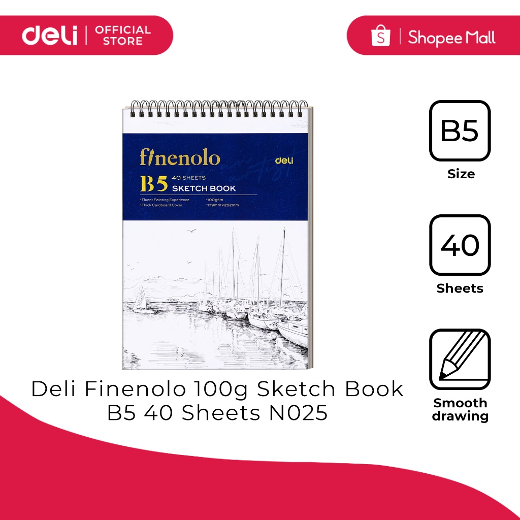 Deli N025 Finenolo 100g Sketch Book B5 40 Sheets | Shopee Philippines