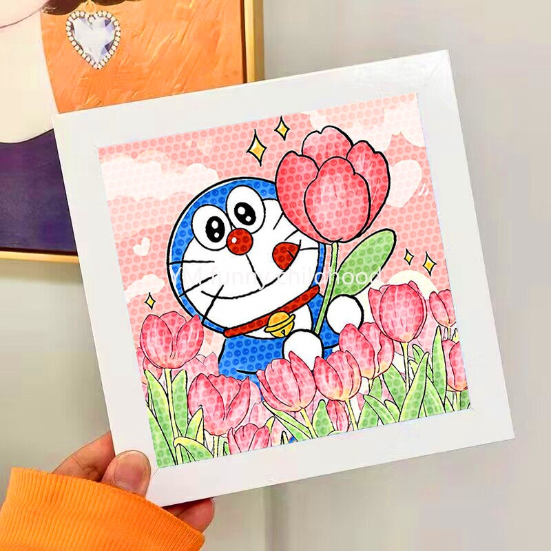 18x18cm with frame Kids Diamond Painting kit Doraemon Apainting cartoon ...