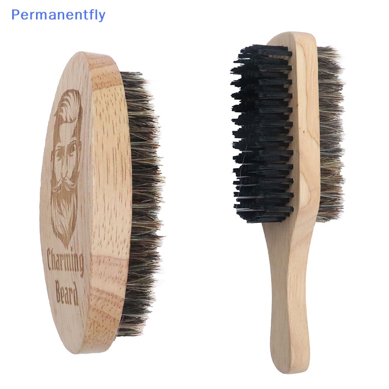 Permanentfly Boar Bristle Beard Mustache Comb Wood Handle Hair Brush ...