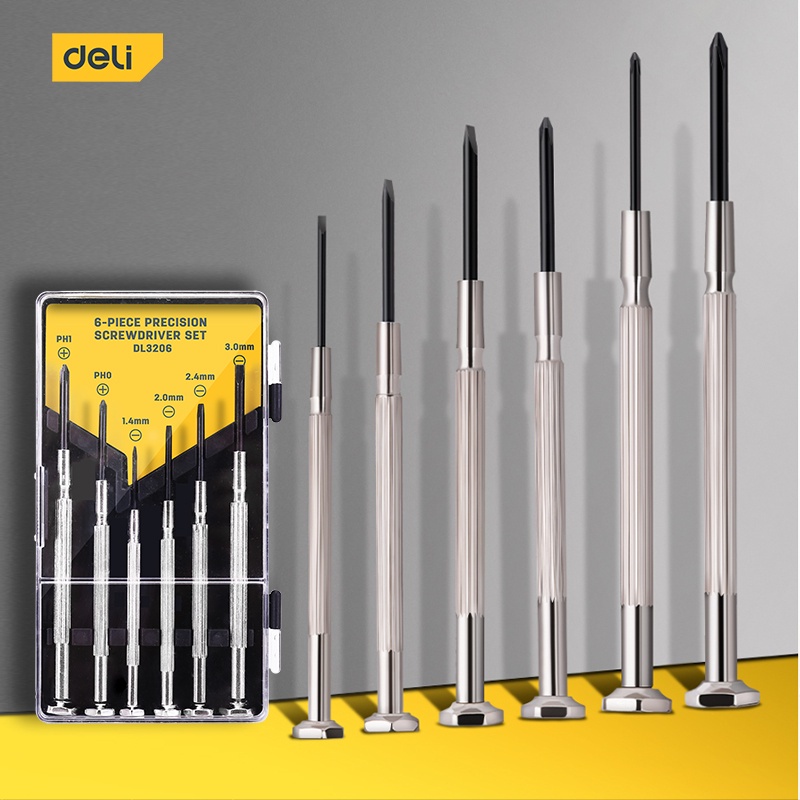 Deli Tool 6Pcs Precision Mini Screwdriver Set Hand Tools For Watches/Glasses/Clock Repair ...