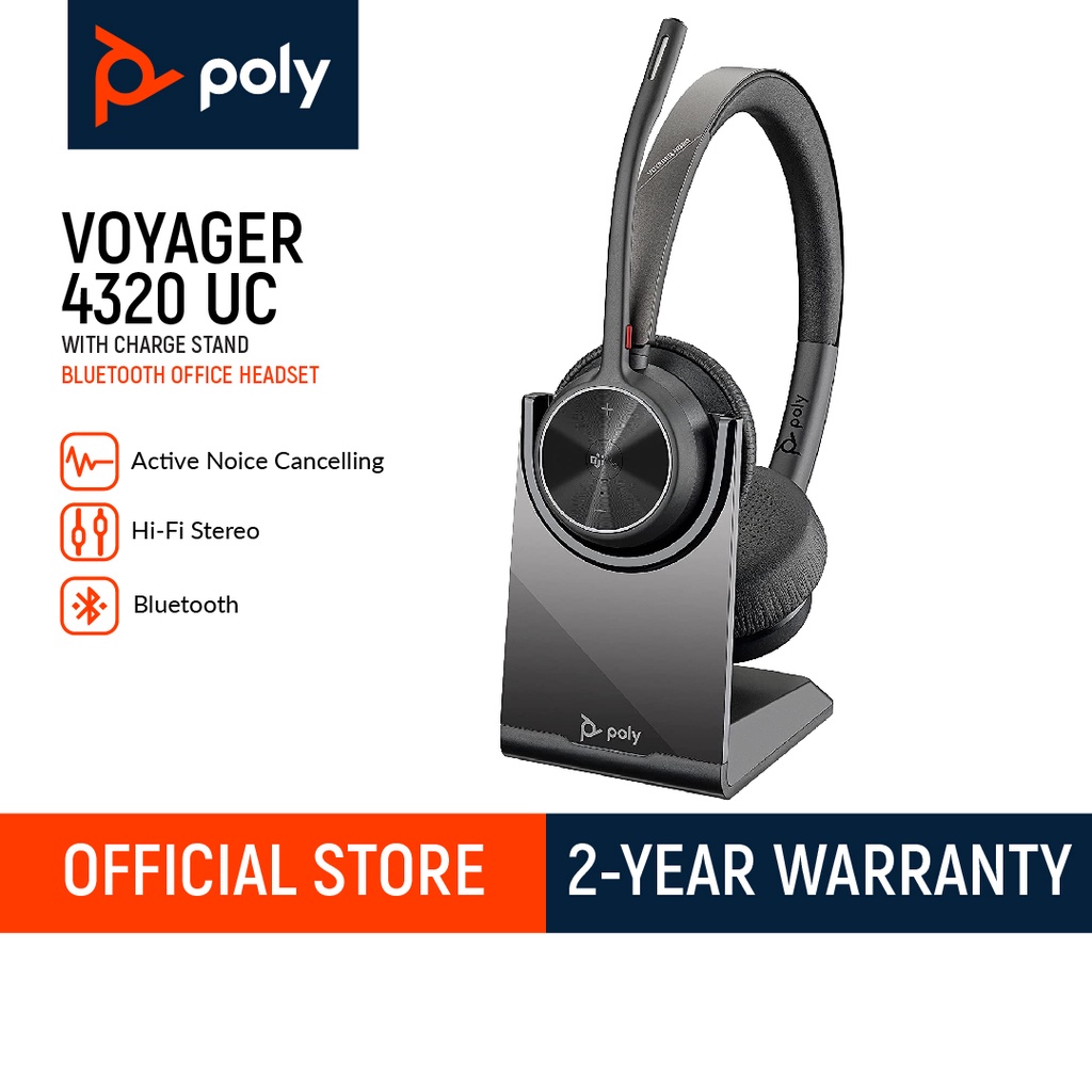 Poly Voyager 4320 Stereo USB-A Headset +BT700 USB-A Adapter +Charging ...
