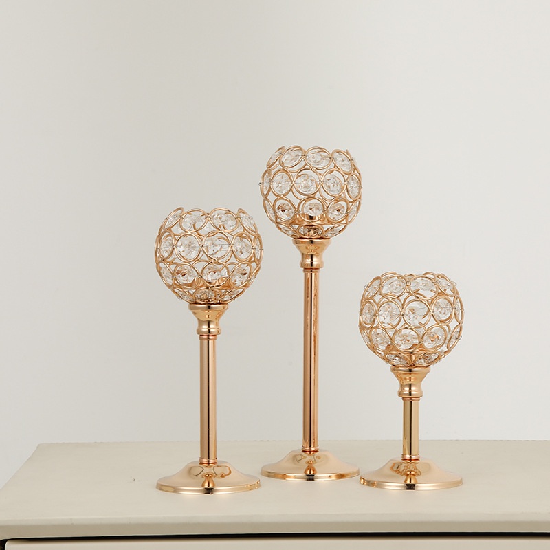 3 Height Golden Crystal Tea Light Stand Candle Holder Wedding ...