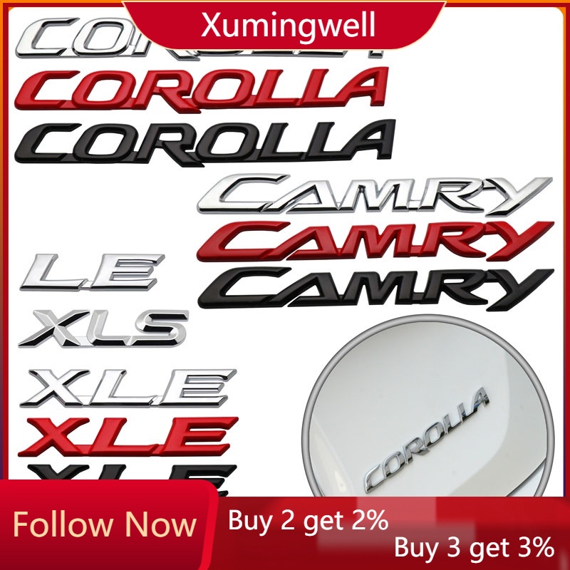 Personalized Car Metal Sticker For Toyota Corolla Camry LE XLE Back ...