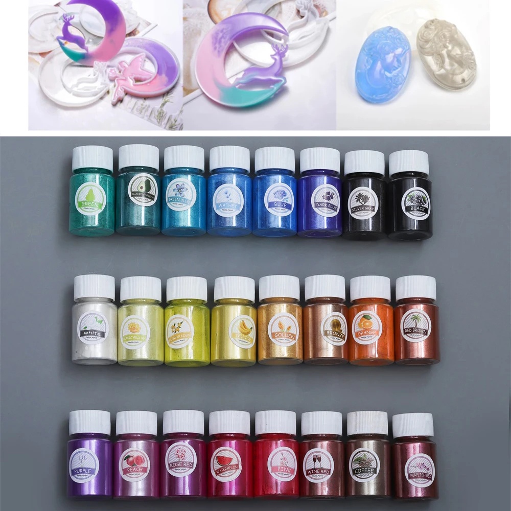 24 Color 20ml DIY Handmade Pearlescent Mica Powder Epoxy Resin Dye ...
