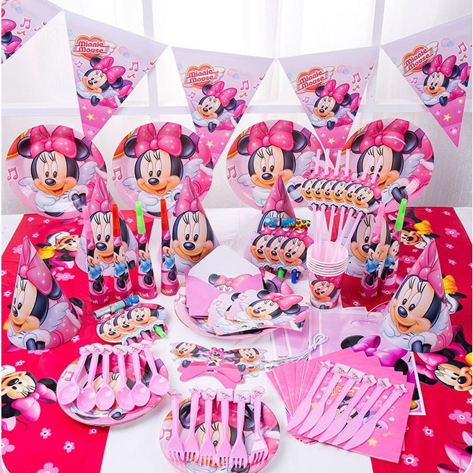 Minnie Mouse Theme Cartoon Tableware Kids Birthday Party Supplies ...