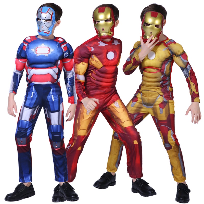 2pcs/set Marvel Avengers Iron Man Costume Superhero Mask Muscle ...