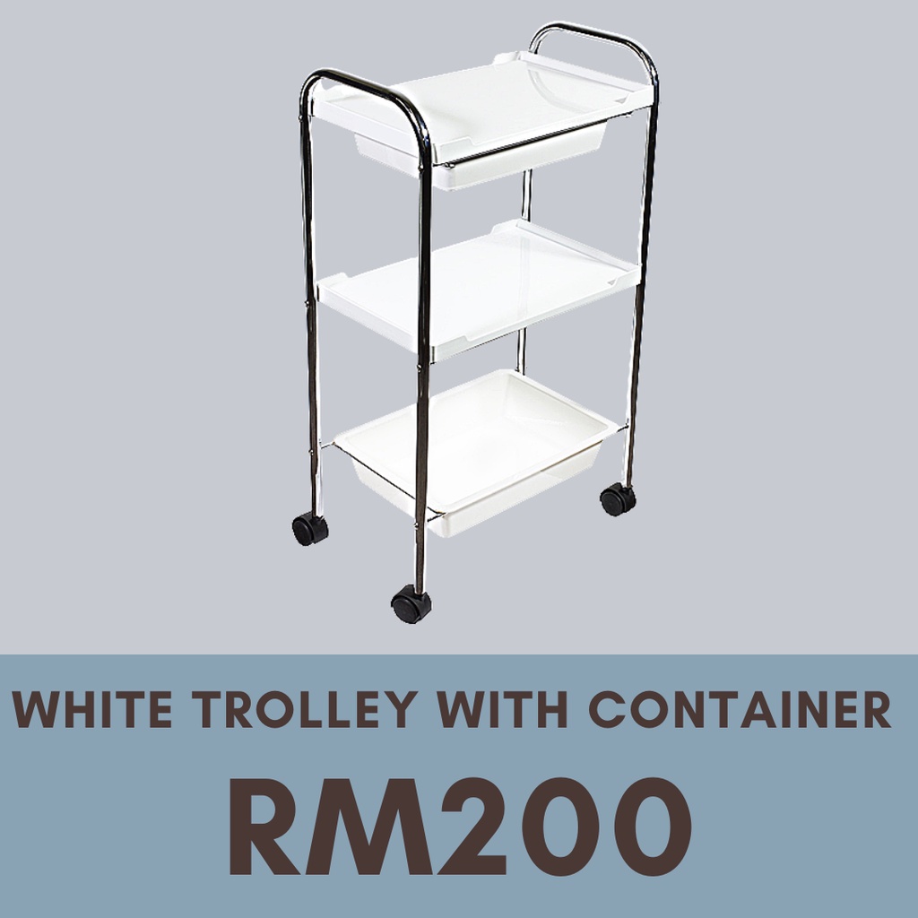 Three 3 Level Plastic Cart with Chromed Metal Frame | Shopee Philippines