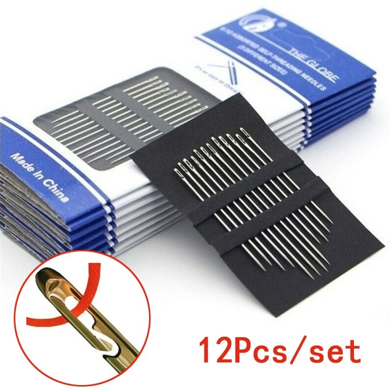 12Pcs Sewing Needle Blind Needles/Elderly Needle-Side Hole Stainless ...