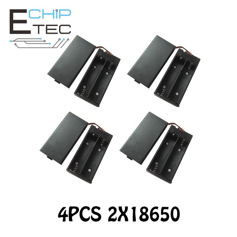 4PCS 3.7V 2x 18650 Battery Holder Connector Storage Box with On/Off ...