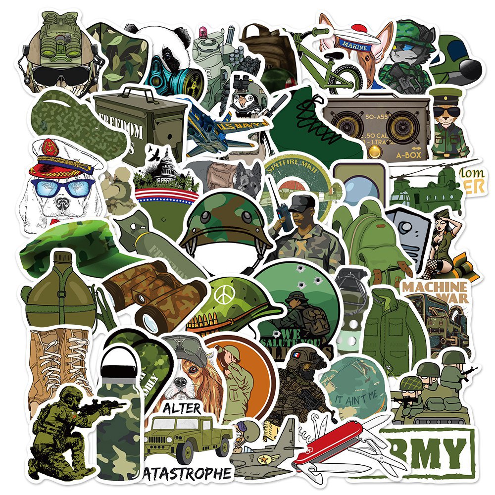 Stickers 50pcs 【Military Camouflage Series】 Waterproof Luggage Stickers ...