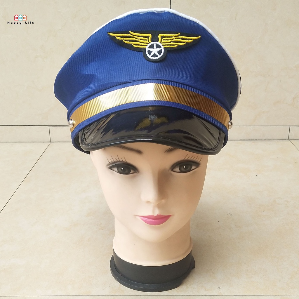 Captain Pilot Hat Party Theme Hats Adjustable Pilot Caps with Gold ...