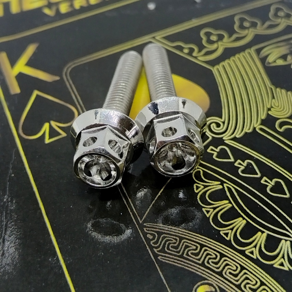 SC SIAM 5X25 FLOWER DESIGN ( VISOR BOLT ) SILVER STAINLESS BOLTS FOR ...