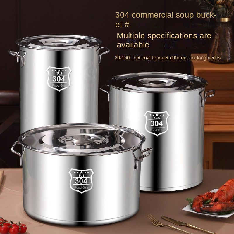 304 Stainless Steel Pot Large Capacity Storage Bucket Commercial Soup ...