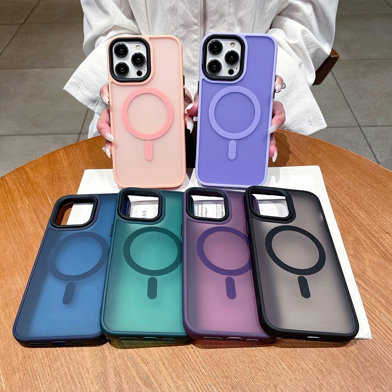 Transparent Magnetic Matte Case For iPhone 14 15 16 Pro Max Plus 13 12 ...
