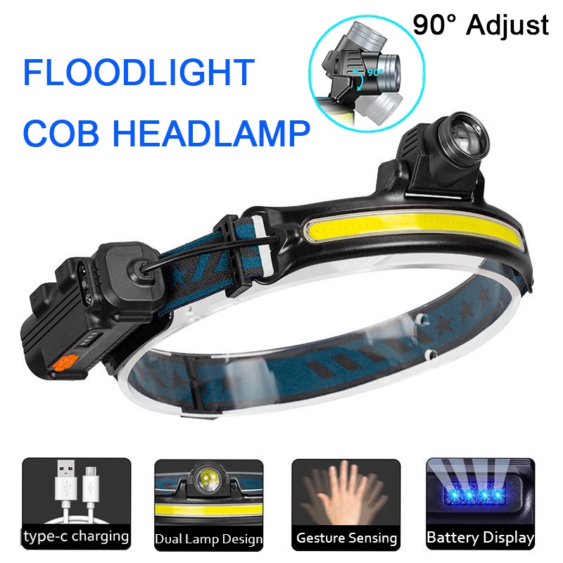 Led Headlight Flashlight Rechargeable Waterproof Outdoor Camping ...