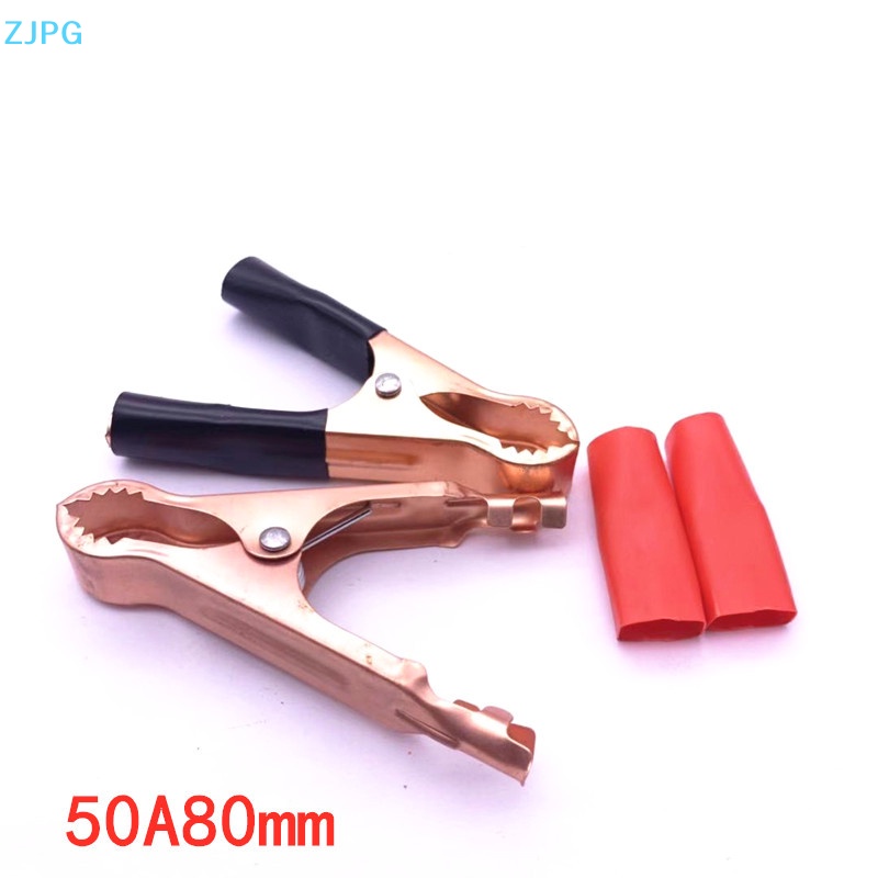 ZJPG> 2Pcs 30A Red + Black Crocodile Car Caravan Van Test Lead Clips ...