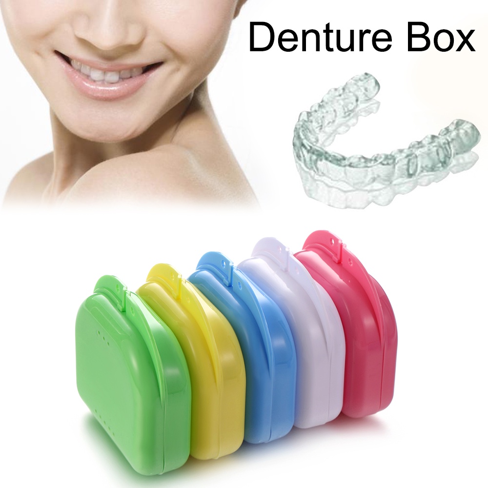 Denture Storage Box Dental Retainer Mouth Guard Container Plastic Oral ...