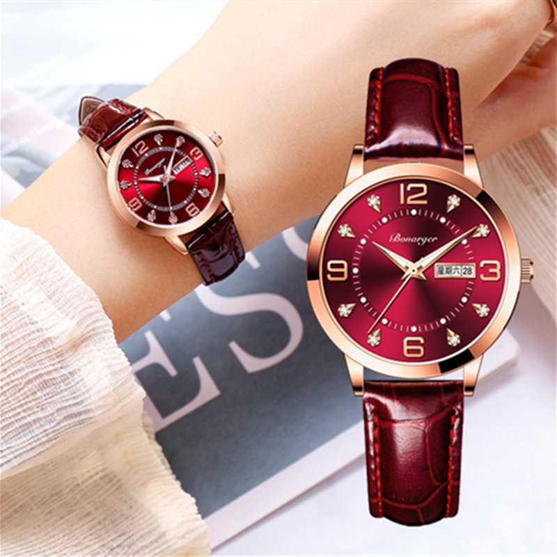 Original Luxury Waterproof Luminous Red Ladies Watch Quartz Watch ...