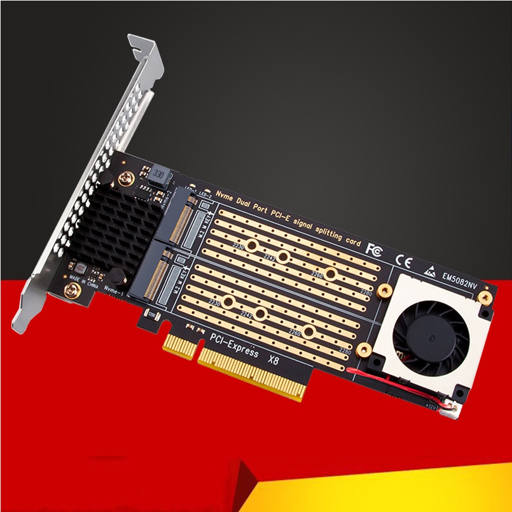 NEW PCIe To M2 Adapter Card PCIe X8 2 Port M2 NVME M Key SSD Converter ...