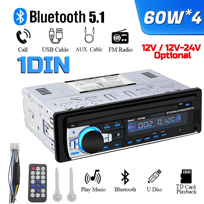 24V 12pin Car radio 1 Din MP3 Player 60W*4 FM Audio Music USB SD ...