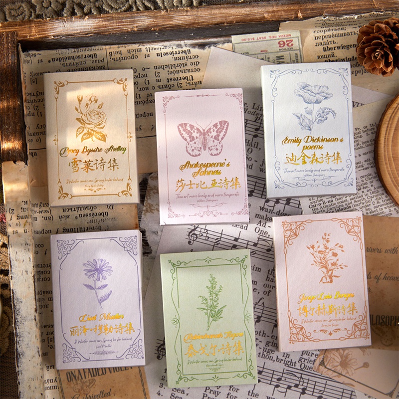 Journamm 50pcs/pack Famous Poetry Decor Stickers Mini Book IDY ...