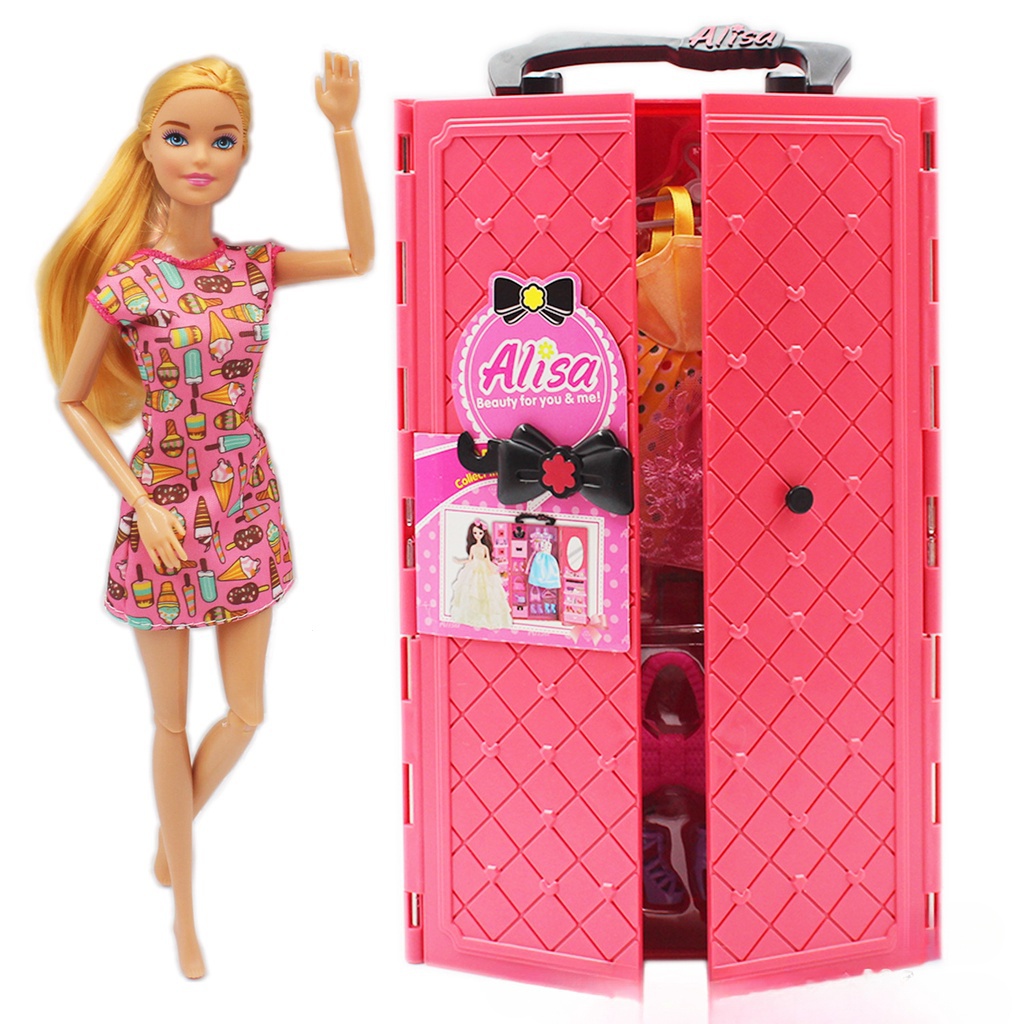 Barbie Doll Wardrobe, Toy Wardrobe Cabinet, Storage Pretend Play Gift ...