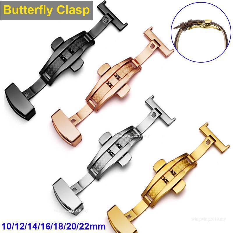 10mm-22mm Butterfly Deployment Buckle Watch Clasp Double Push Button ...