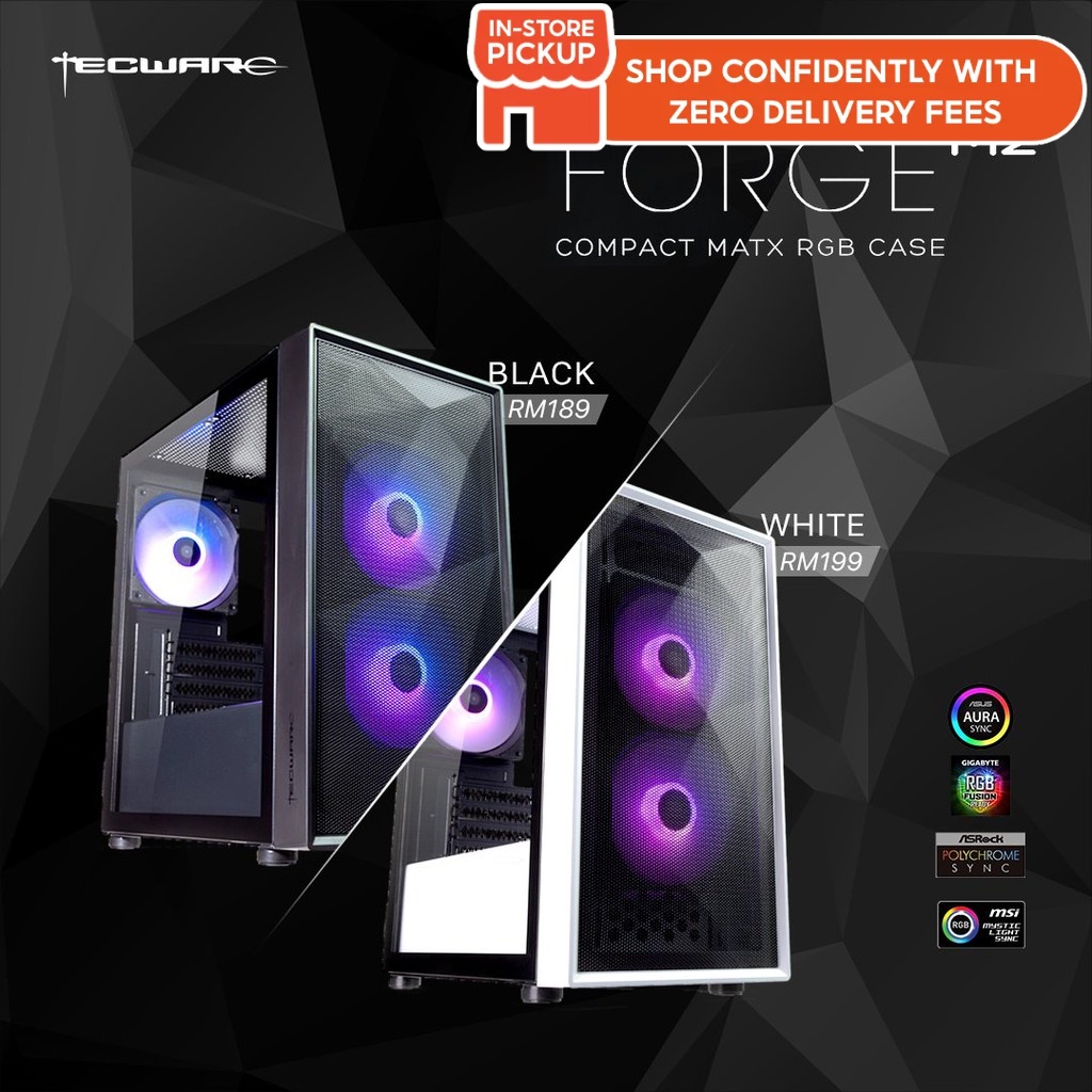 TECWARE Forge M2 - ARGB T.G mATX Gaming Case [Black/White] | Shopee ...