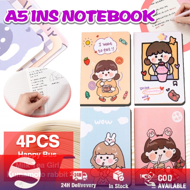4 Pcs A5 Notebook School Stationery And Office Supplies Student ...