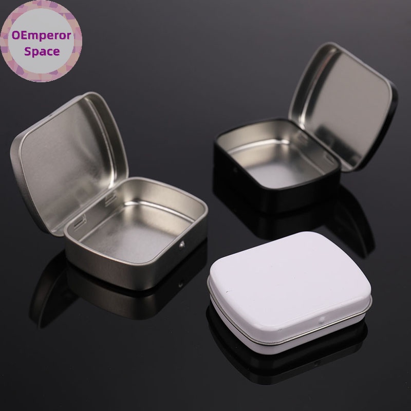 OEmperor Survival Kit Small Empty Metal Silver Black Flip Storage Box ...