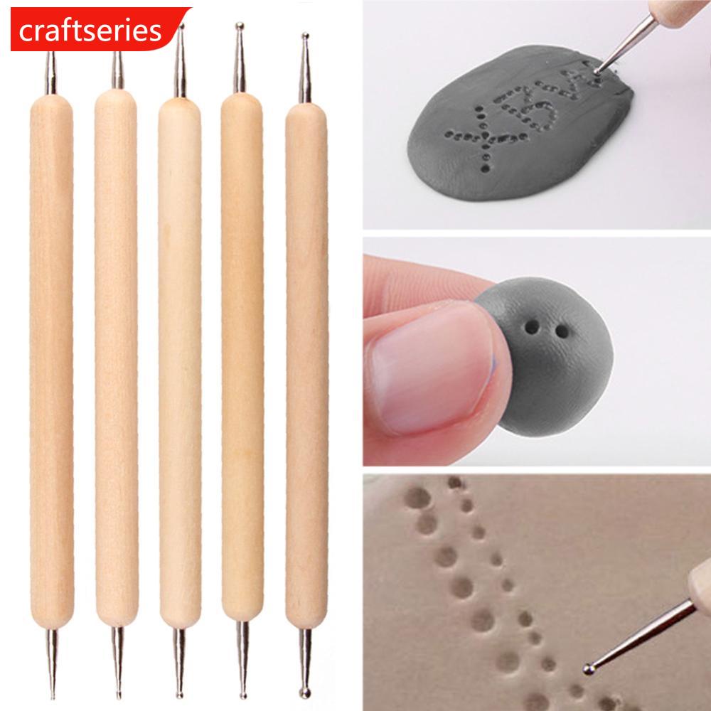 CRAFTSERIES 5pcs/set Reusable Pottery Sculpting Pen Wooden Polymer Clay ...