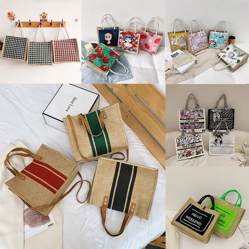 40 design Summer Beach Women Fashion Simple Canvas Japanese Big Bags ...