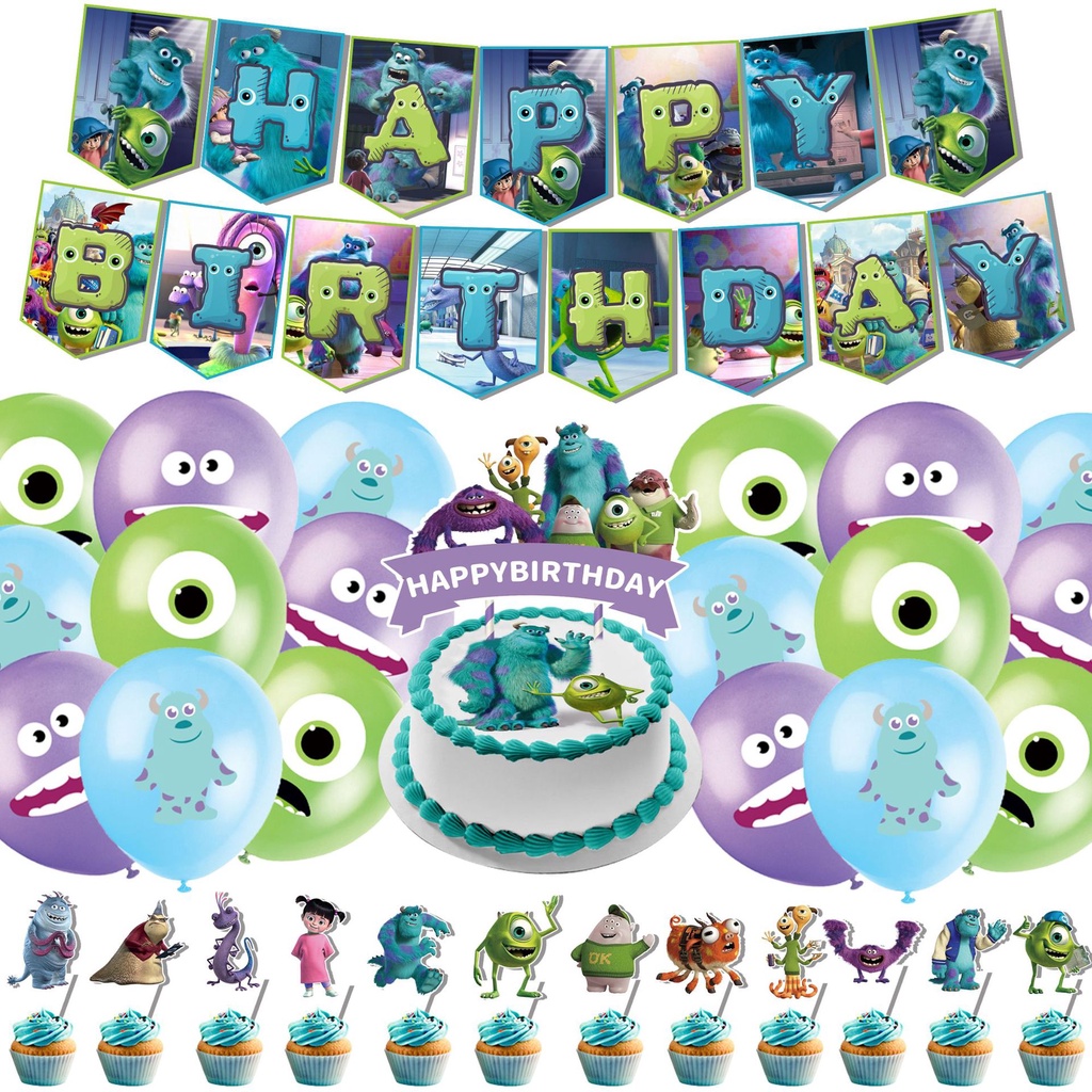 Monsters University Theme Birthday Party Decoration Pull Flag monsters ...