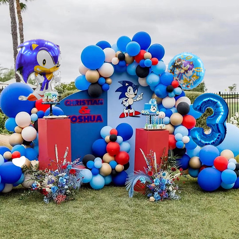 96pcs/set The Hedgehog Game Sonic Theme Balloons Arch Garland Kit Happy ...
