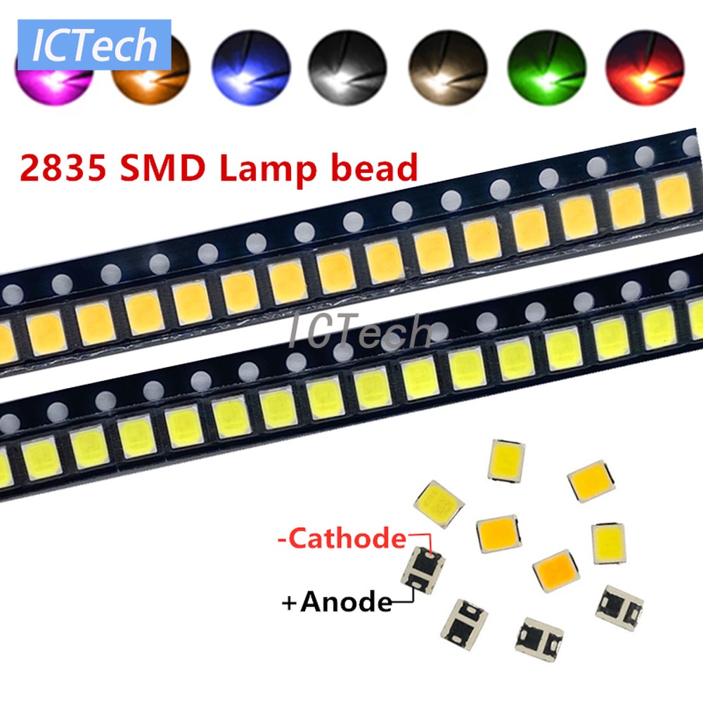 50Pcs 2835 0.2W 60mA SMD LED Red Blue White Green Yellow | Shopee ...